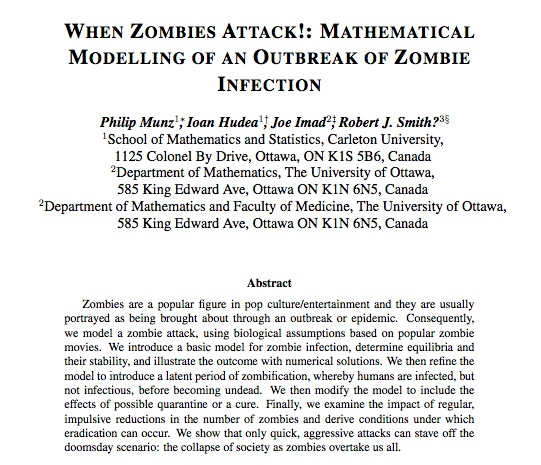 When Zombies Attack! Math and medicine (and zombies) combine for ...